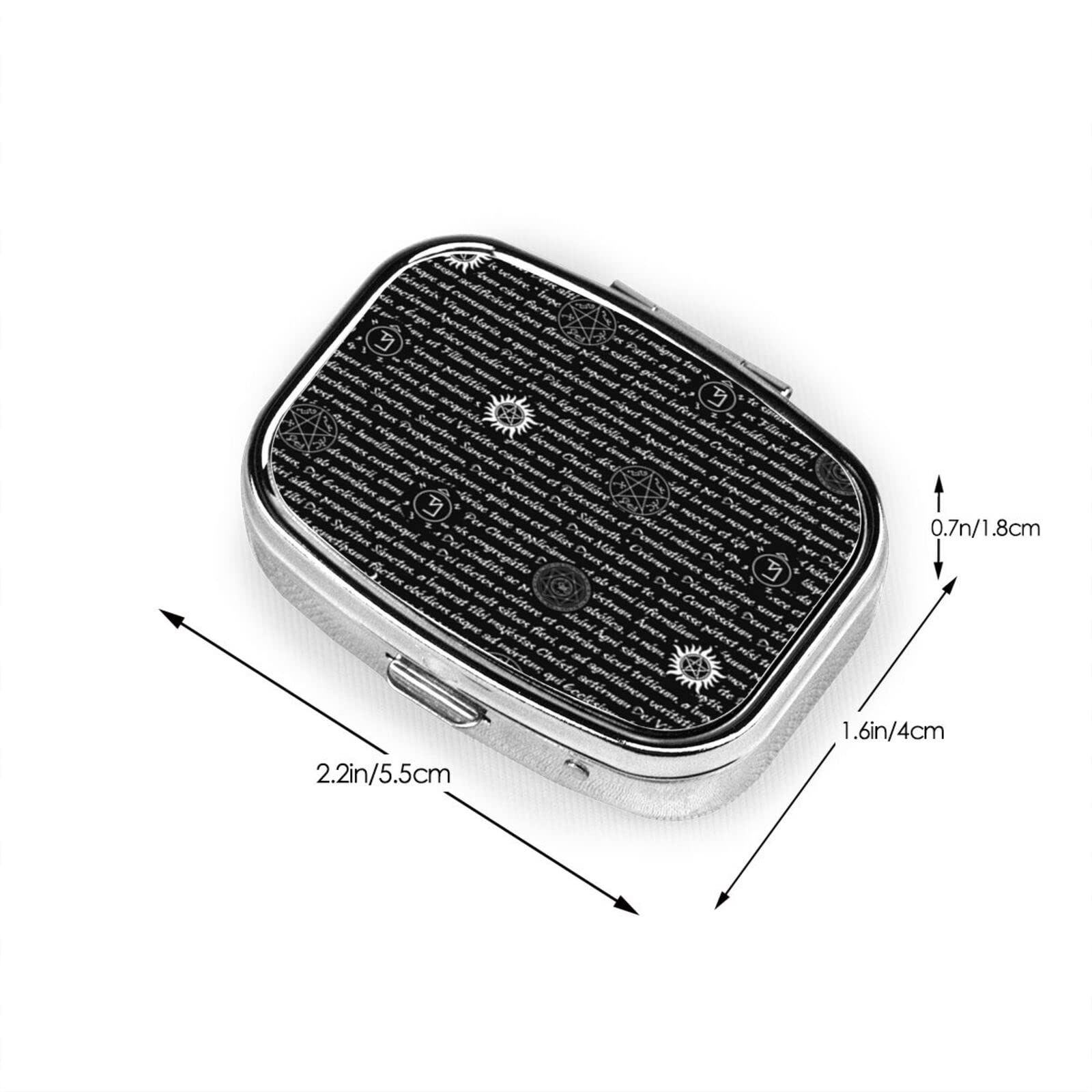 2.2x1.6x0.7 in Small Square Pill Box Supernatural Inspiration Pill Case Purse & Pocket Medicine Organizer Pill Container Pill Holder for Compact Portable Vitamin Case Fish Oil and Supplements