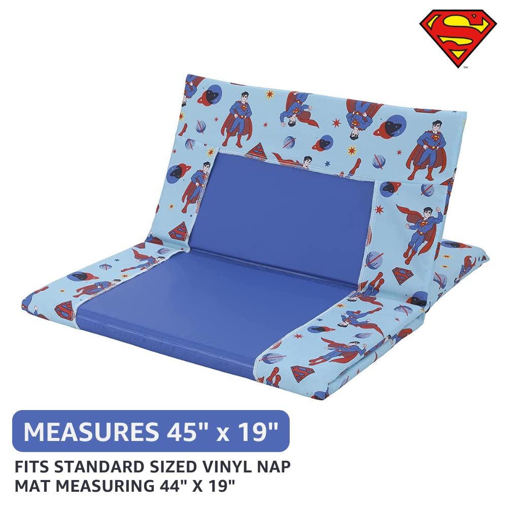 Warner Brothers Superman Blue and Red Icon, Planets, and Stars Preschool Nap Pad Sheet