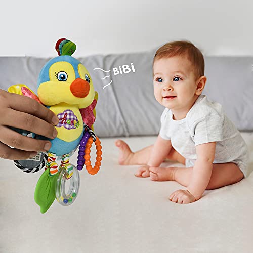 stochastic box Baby Rattle Toy with Baby Mirror,Newborn Toys 0 3 6 Months Brain Development,Great Gift for Girl&boy (Bird)