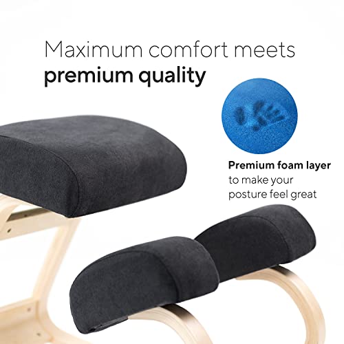 Luxton Ergonomic Kneeling Chair with Extra Padding - Posture Support Comfortable Office Desk Chair - Angled Rocking Stool & Balancing Seat - Natural Relief for Neck or Back Pain