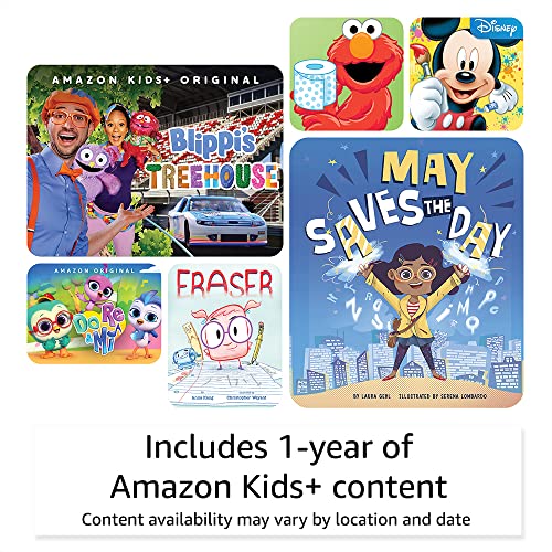 Amazon Fire 7 Kids tablet, ages 3-7. Top-selling 7" kids tablet on Amazon - 2022. Set time limits, age filters, educational goals, and more with parental controls, 32 GB, Blue