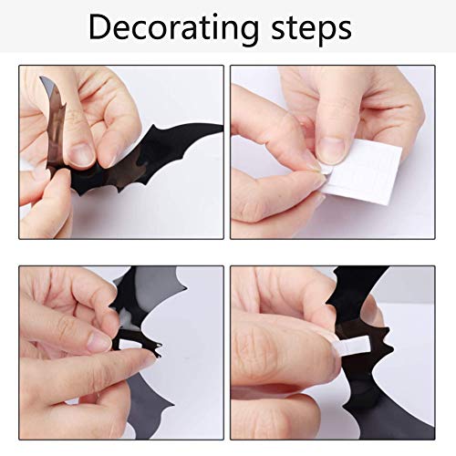 Halloween party decorations, Halloween decoration black bat sticker decals, 3D scary bat decoration, Halloween bat door and window decoration(40pcs)