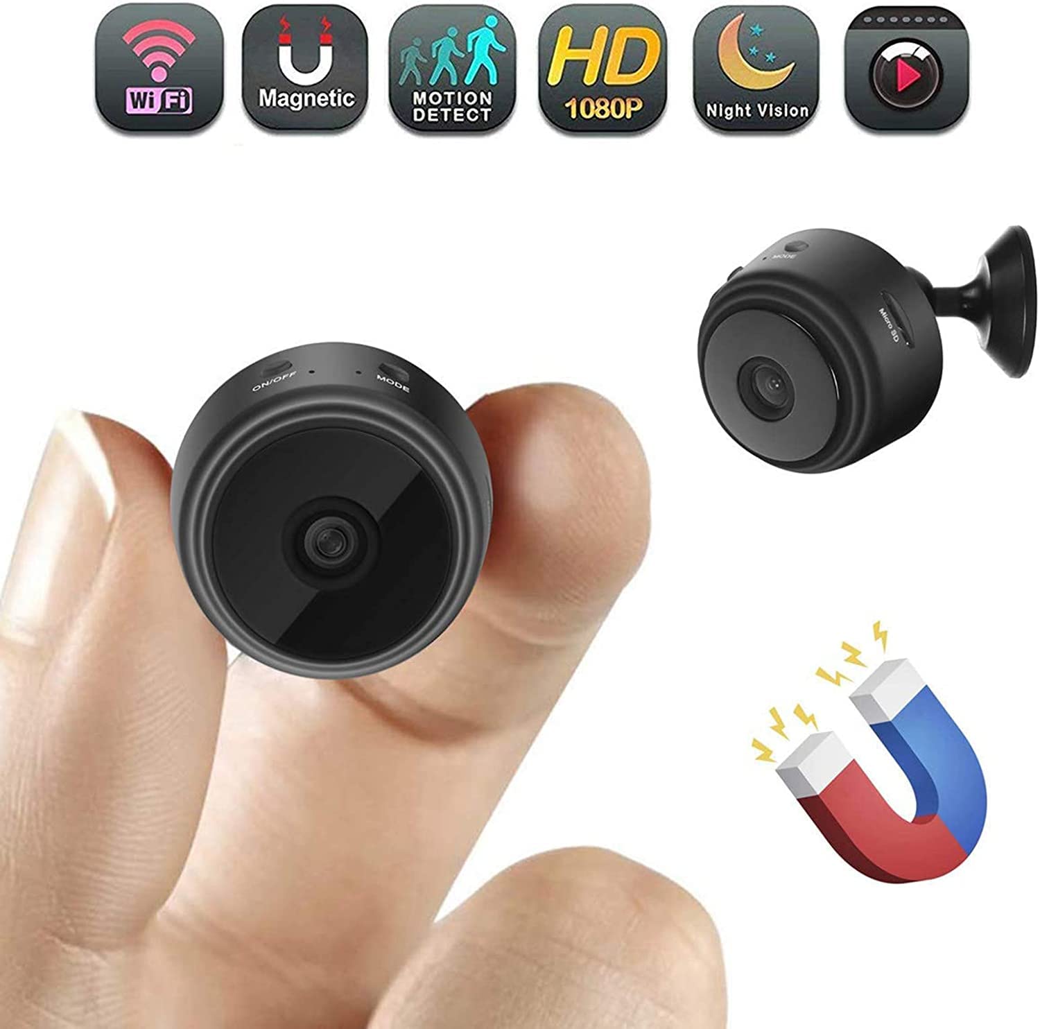 2.4GH WiFi 1080P Wireless Intelligent Security Camera, with 150° Wide Angle Lens,Voice Call, Remote Record,Night Vision,Two-Way Video,Snapshot, Playback, App for iOS and Android
