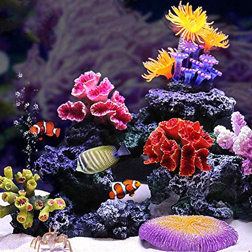 Danmu 1Pc of Polyresin Coral Ornament, Aquarium Coral Decor 3 1/10" x 2 1/3" x 1 9/10" for Fish Tank Aquarium Decoration