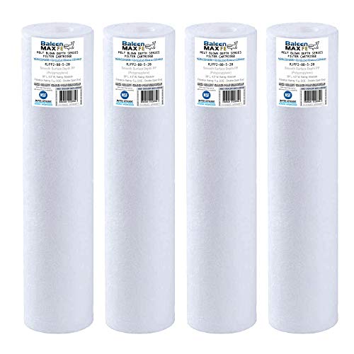 4-Pack of Baleen Filters 20" x 4.5" 5 Micron Depth Sediment Filter Cartridge Replacement for HDX SDC-45-2005, Watts FPMB-BB5-20, Pentek DGD-5005-20