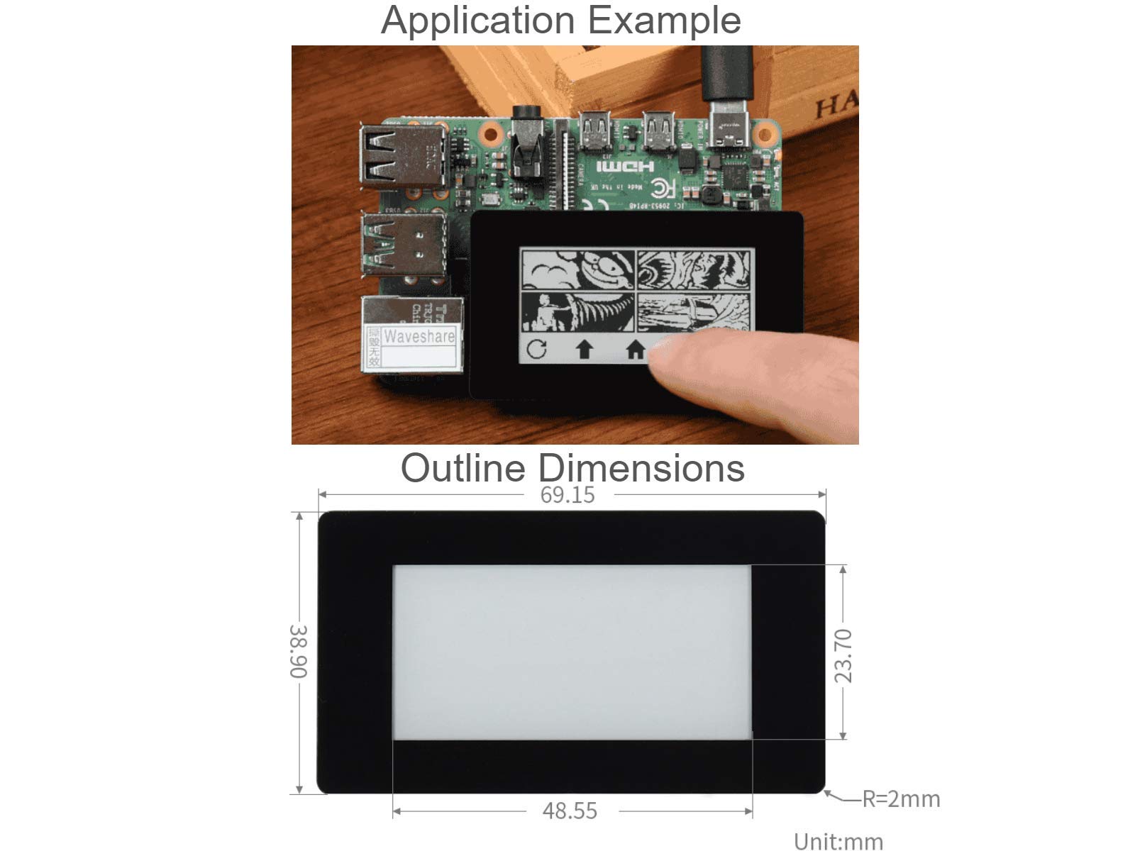waveshare 2.13inch Touch e-Paper HAT 250×122 Pixels Black White e-Ink Display Module eink Screen for Raspberry Pi 4B/3B+/3B/2B/Zero/Zero W/Zero WH, SPI Interface,Partial Refresh