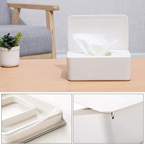 Lingtoolator Dispenser, Wet Wipes Storage Box Dustproof Tissue Box Case with Lid for Keeps Diaper Wipes Fresh, Easy Open Close Wipe Container(White)