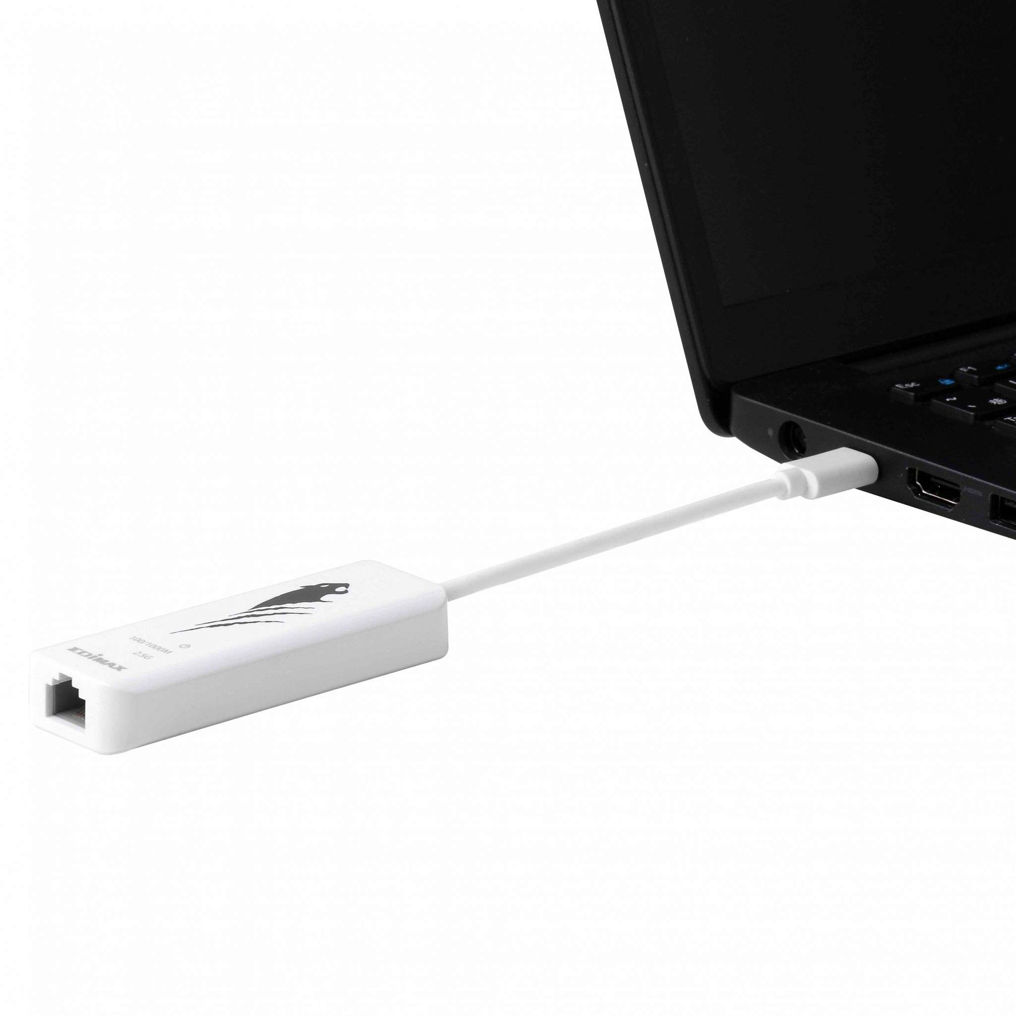 Edimax USB-C 2.5Gbps Ethernet LAN Adapter, USB 3.1 Type-C to RJ45 Gigabit Network LAN Converter, 2.5Gbps/1Gbps/100Mbps, Plug and Play, Windows, MacBook Pro/Air, iPad Pro and More, EU-4307