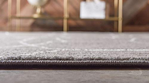 Unique Loom Trellis Frieze Collection Area Rug - Geometric (5' Square, Dark Gray/ Ivory)