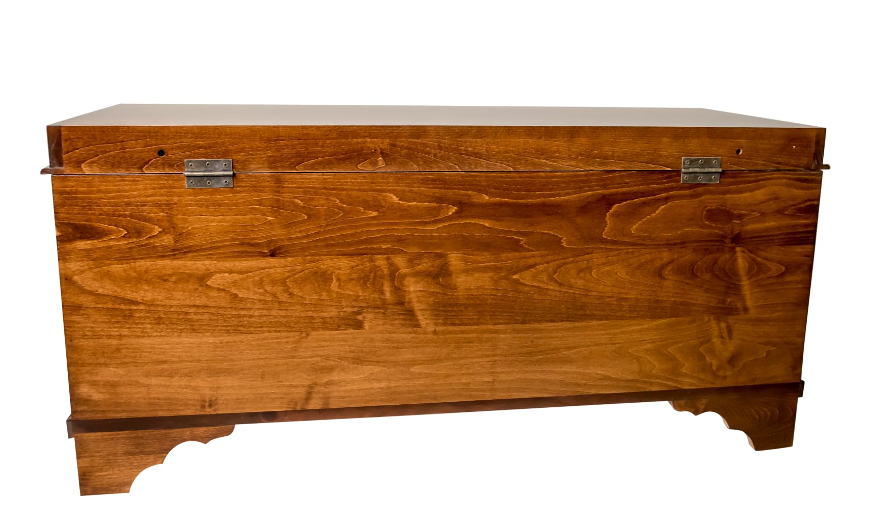 46" Cedar Hope Chest with Waterfall Top β Amish Cedar Chest w/Anti-Slam Hinges β Hope Chest with lock β Blanket Chest - Trunks for Blankets (Rustic Quartersawn Oak Wood, Asbury Stain, 46" Long)