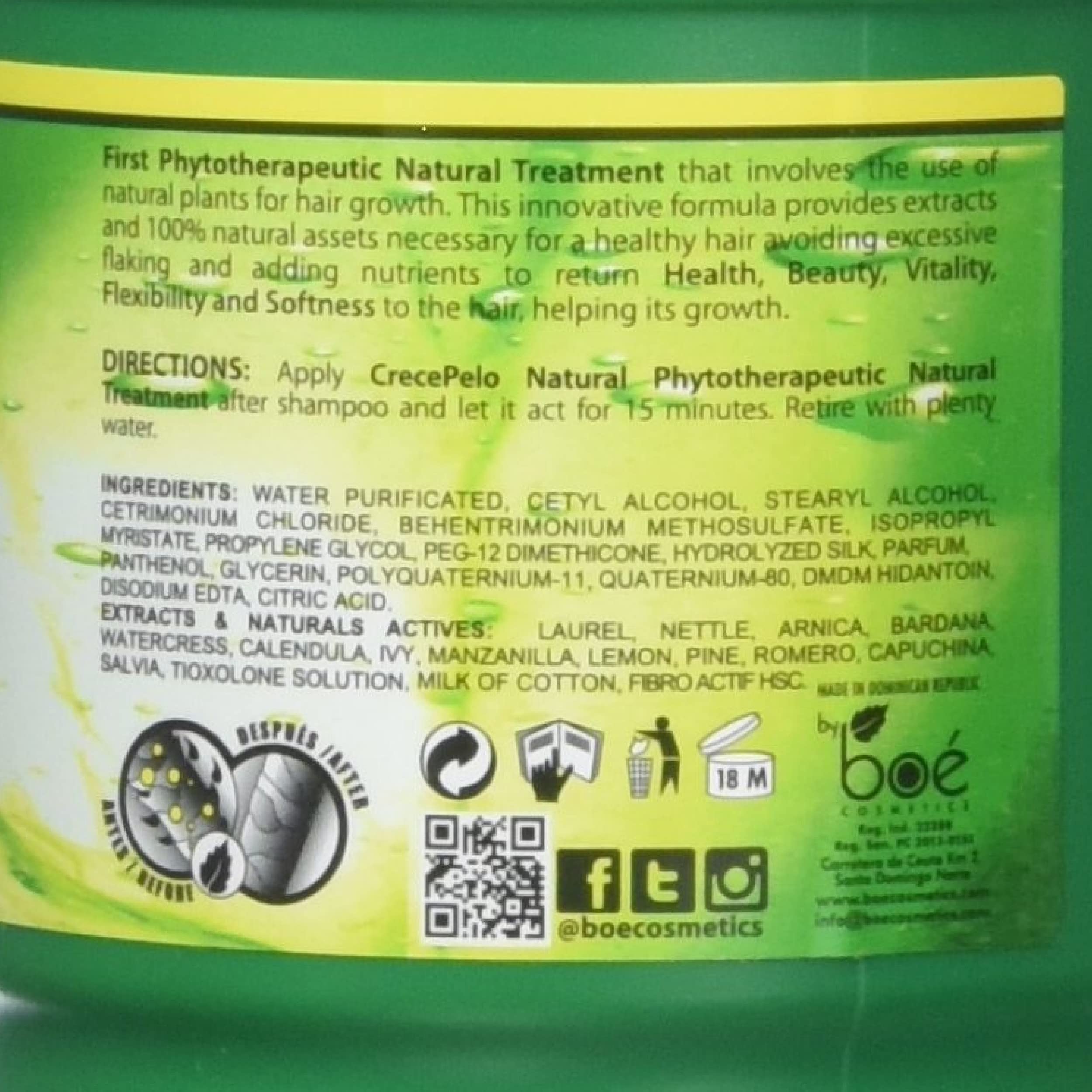 Boe Crece Pelo Natural Phitoterapeutic Treatment, 36 Ounce