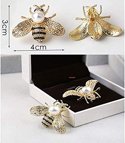 2 Pack Rhinestone Pearl Bee Brooch Pins Honey Bee Pendant/Brooch Fashion Crystal Insect Pins
