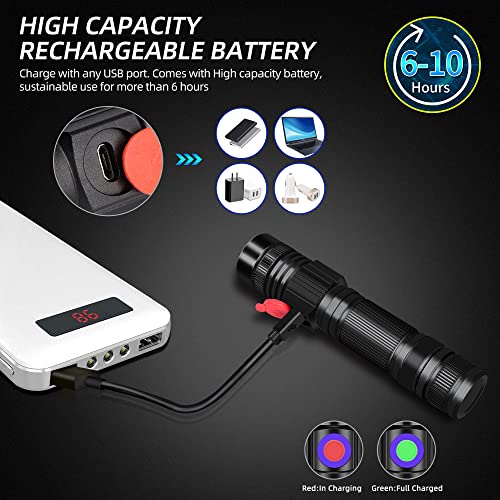DARKBEAM UV Flashlight 365nm & 395nm Blacklight Rechargeable USB, Wood’s Lamp Ultraviolet Black Light LED Portable with Clip - Detector for Pet Cat Urine, Stains, Resin Curing, Uranium Glass, 2 Pack