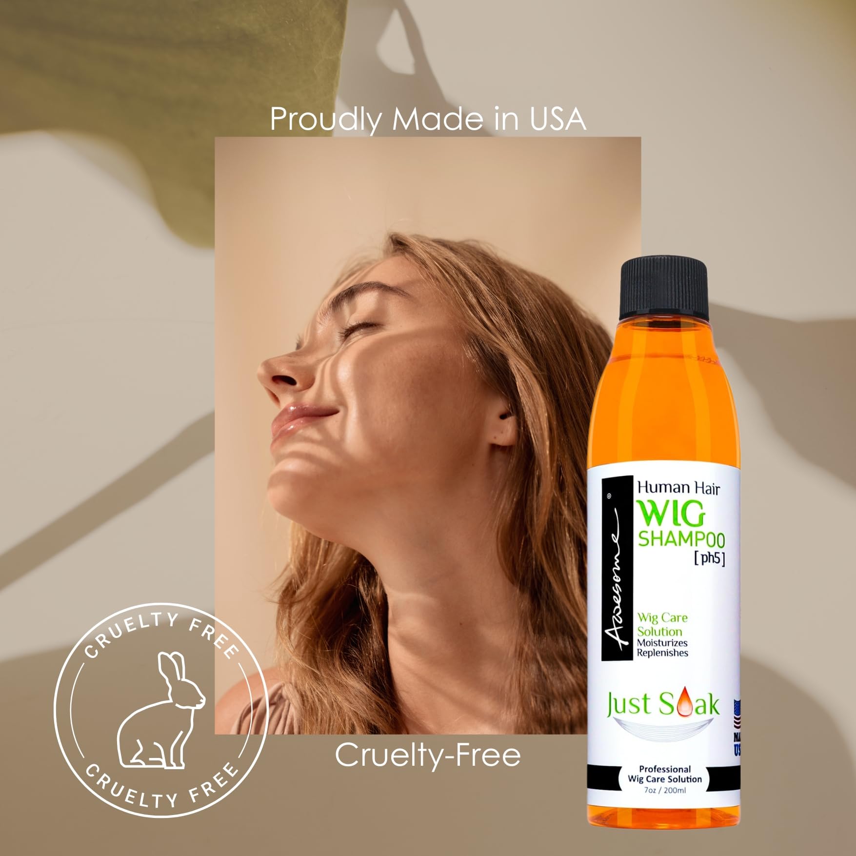 Awesome Human Hair Wig Shampoo, pH5, Wig Care Solution, Adds Body & Volume, Promotes Silkiness and Shine, Detangle Wig & Easy Combing, Provides Freshness Feeling (7 fl oz)