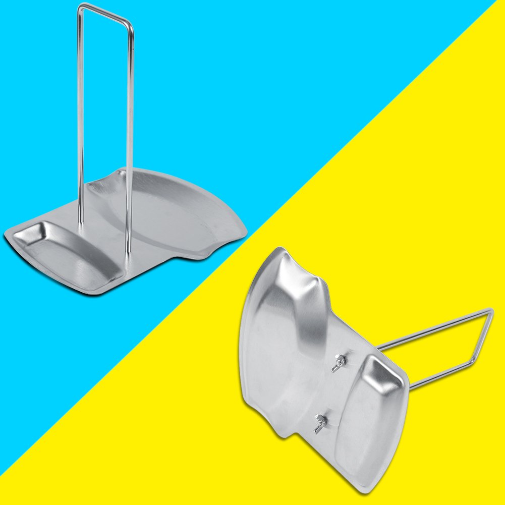 1Pc Spoon Rest and Pot Lid Holder,Stainless Steel Pan Pot Cover Lid Rack,Home Kitchen Spoon Holder Pot Lid Shelf Cooking Rack Pan Cover Stand Kitchen Tool