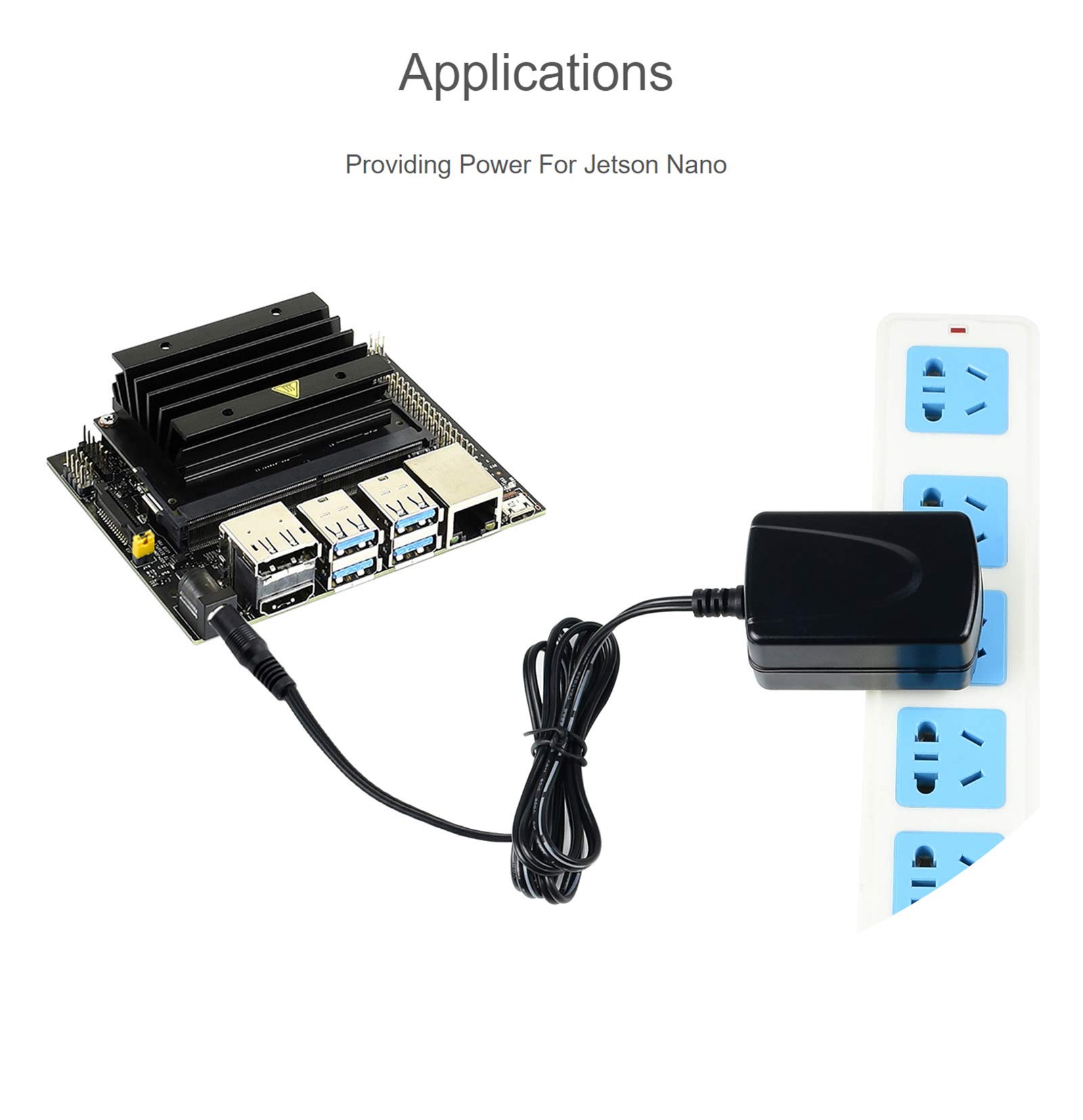 waveshare Power Supply for Jetson Nano,100-240V 0.8A AC to DC 5V 4A Power Adapter Converter for Jetson Nano, DC Jack Output OD 5.5mm ID 2.1mm