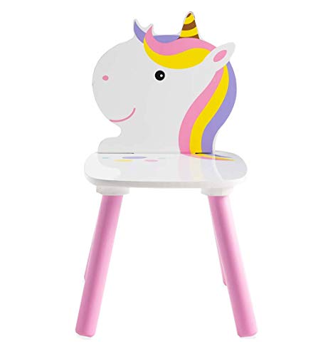 Hearthsong Rainbow Unicorn Table and Chairs Playroom Furniture Set, 2⅓' sq. Table, 11” sq. x 10½”H Chair, 45 lbs. per Chair