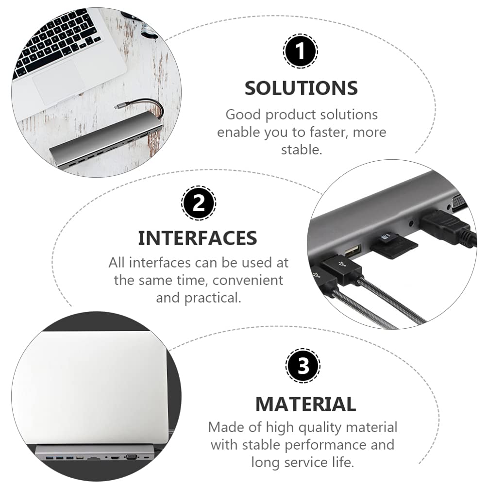 OSALADI USB Hub USB Hub USB Hub USB Hub USB Hub USB Hub USB Hubs Aluminium Alloy Computer Converter Type- c Hub 11- in- 1 Hub Dock Station USB Docking Station Adapter