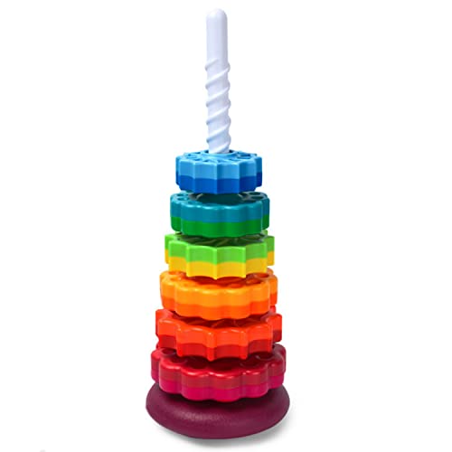 Baby Spinning Toy – Stacking Toy for Babies and Toddlers – Educational Toddler Learning Toys – Rainbow Spinning Wheel Toy for Focus, Dexterity, Brain Development, Interactive Learning Stacking Toys