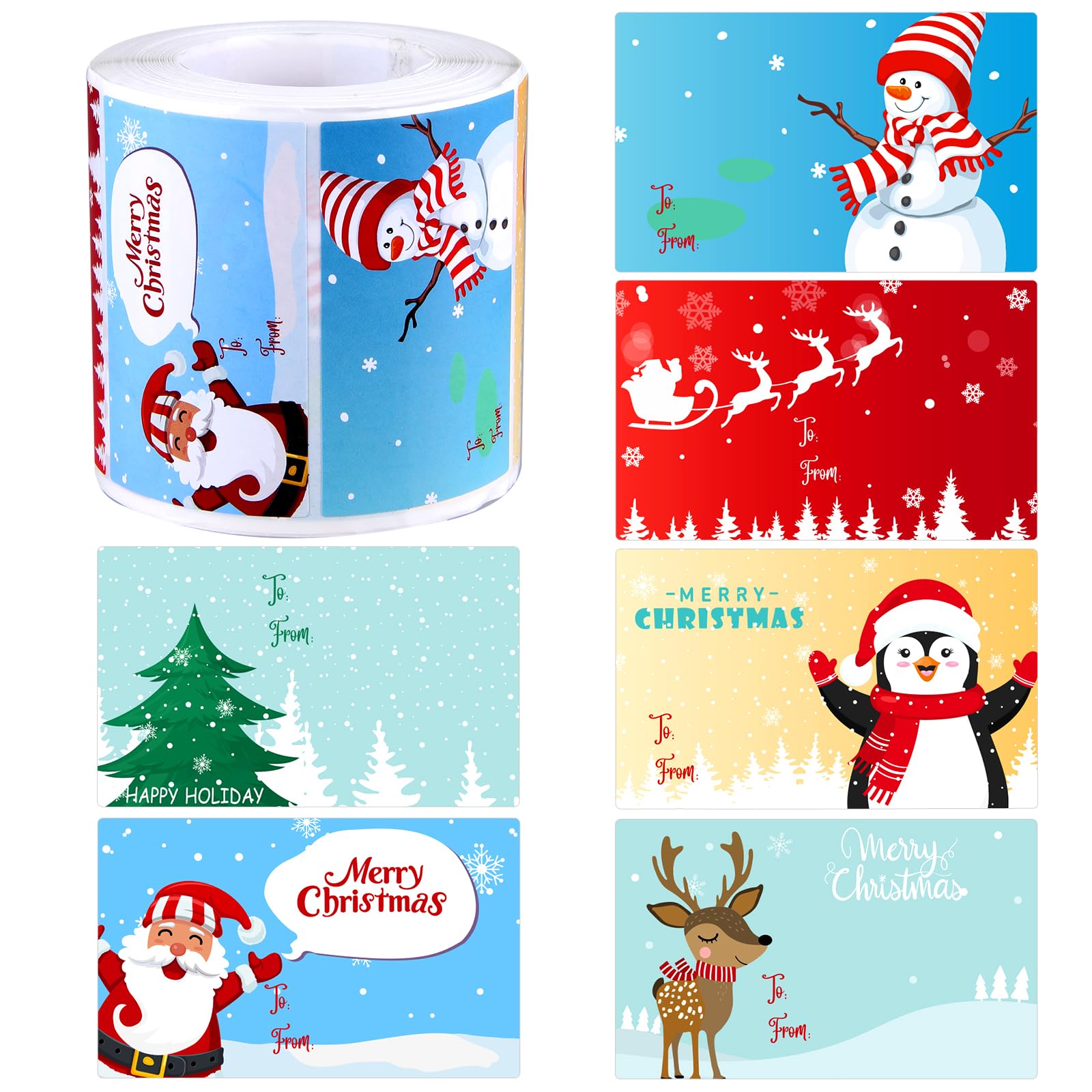 500 Pieces Christmas Gift Tags Self Adhesive Christmas Name Tag Stickers Holiday Decorative Presents Tag Christmas Stickers for Presents