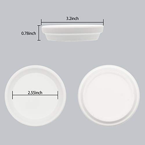 24pcs Terra Cotta Saucer, 3.2-inch Small Mini Clay Pots Tray, Suitable for 3inch, 2.5inch, 2inch Succulents Nursery Pots(White)
