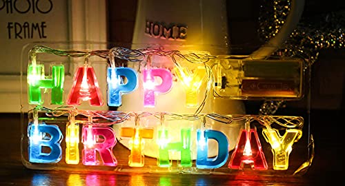 9.84ft LED String Lights Happy Birthday Decorative String Light, Battery Powered Happy Birthday Letter String Lights for Home Garden Party Wedding Birthday Indoor Outdoor Decoration