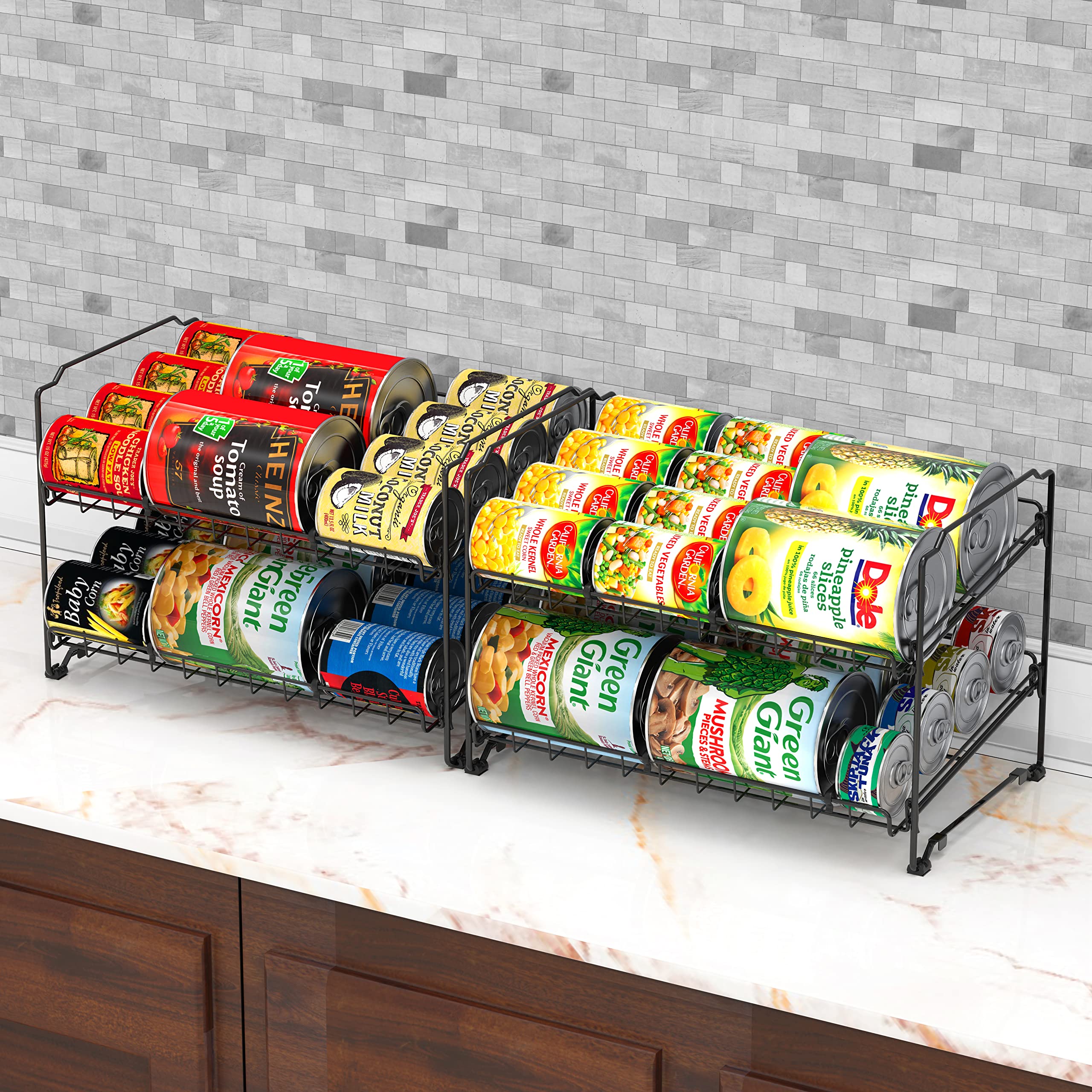 2 Pack SimpleHouseware 2 Tier Can Rack, Black