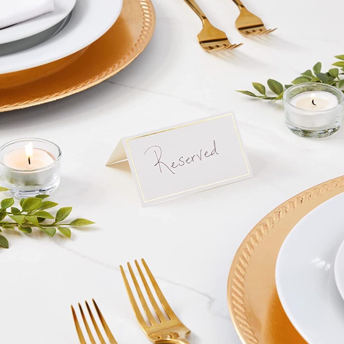 50 Pack Tent Place Cards,Small Blank Table Name Card,ZAAWUUT Decorative Seat Place Card for Weddings Banquets Dinner Parties