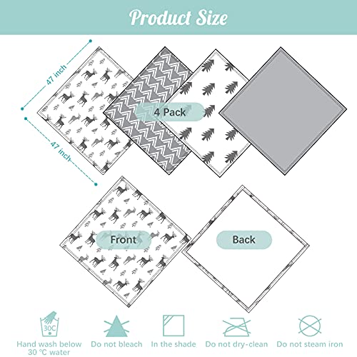 Baby Swaddle Blankets Newborn Soft Bamboo Muslin Swaddle Blankets for Boys and Girls,Unisex Swaddle Receiving Blanket,47 x 47 inches, Large Muslin Blanket, 4 Pack