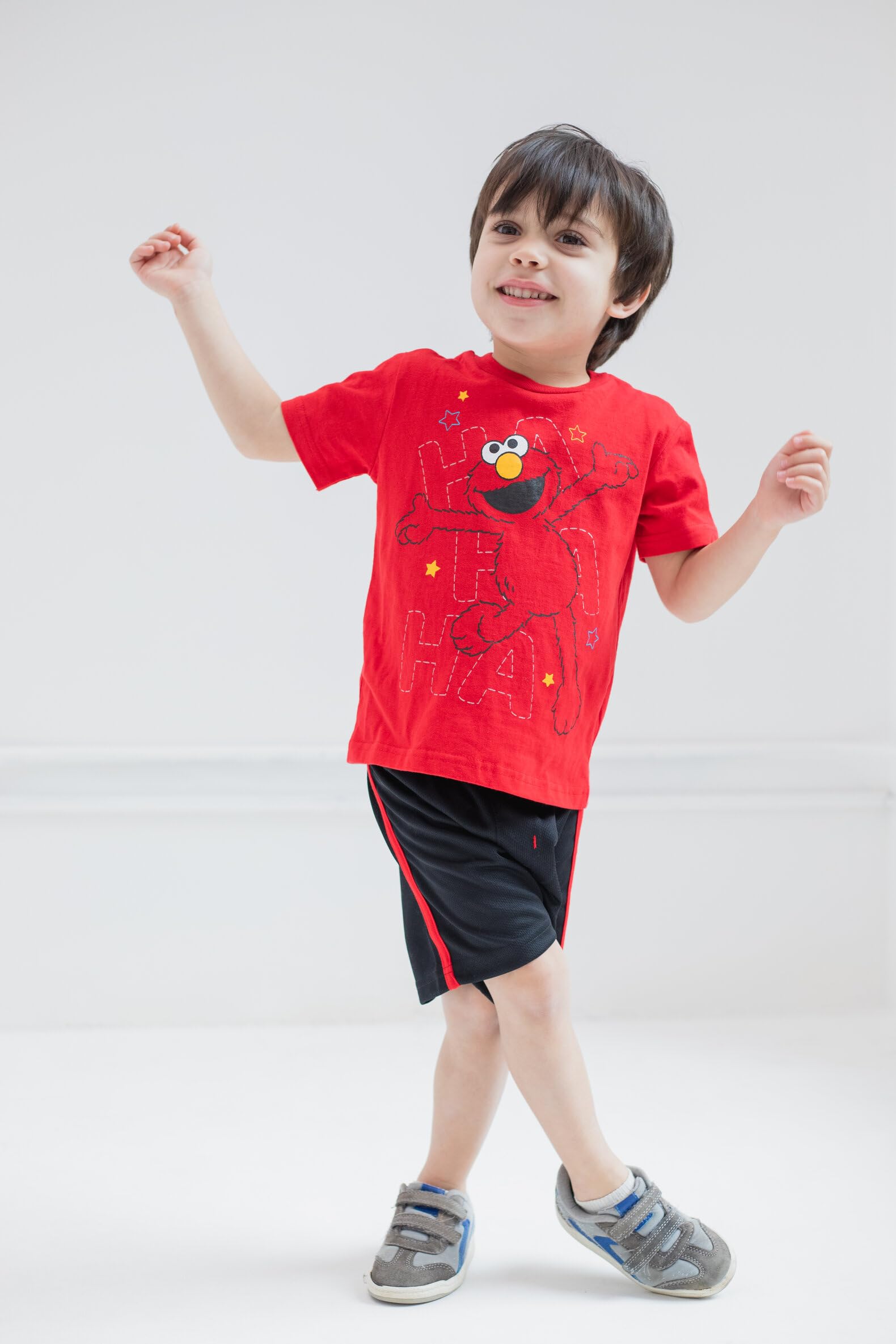 Sesame Street Elmo Cookie Monster Oscar the Grouch Big Bird Infant Baby Boys 2 Pack T-Shirts Gray/Red 18 Months