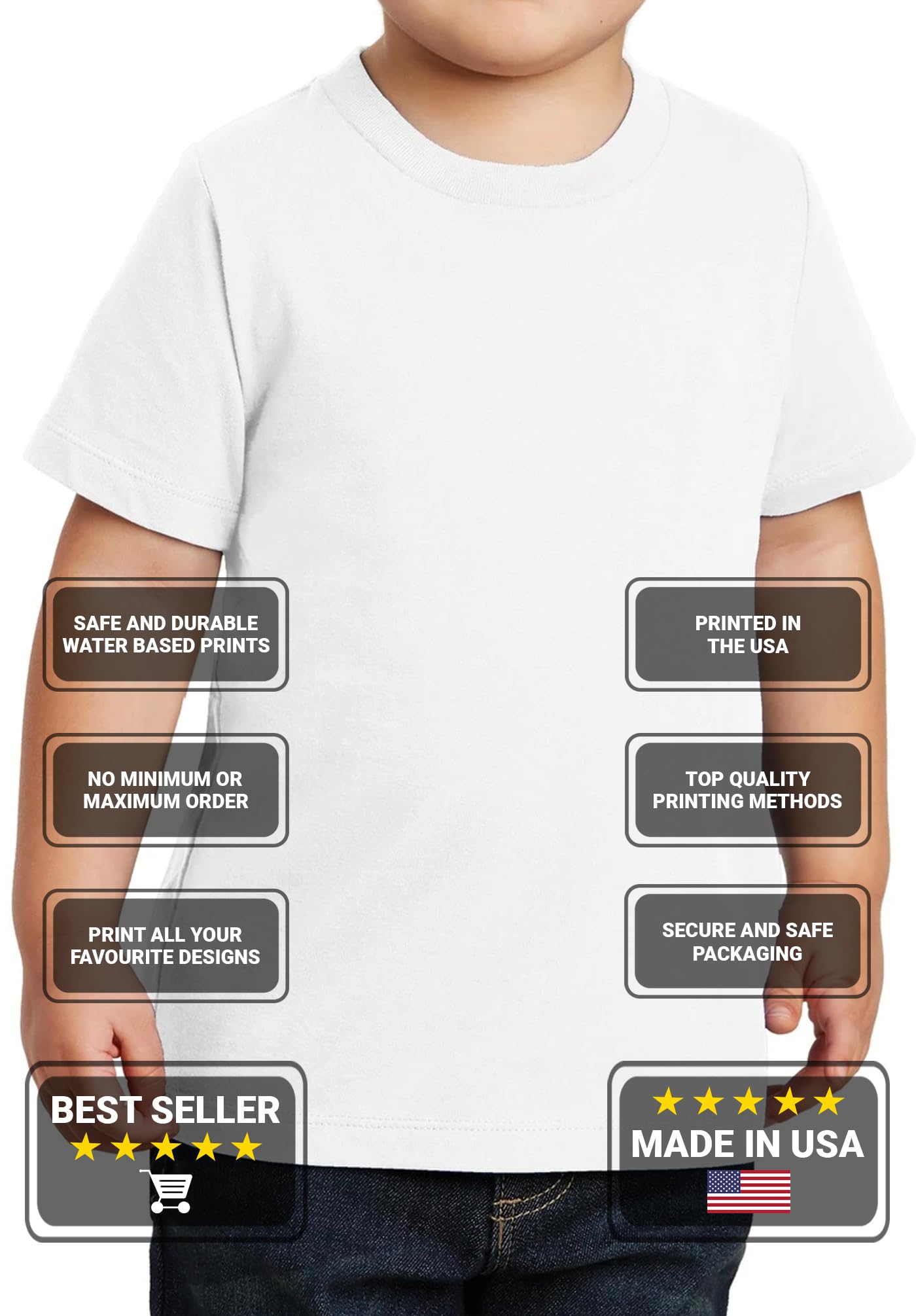 Custom Shirt for Boys Girls Toddler Personalized Your Own Image Photo Text T-Shirt Front/Back Print Black 4T