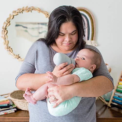 green sprouts Ware Baby Bottle Made from Plants and Glass, Angled Neck + Vented Nipple Prevent Colic, Made Without Petroleum-Plastic, BPA, BPS, BPF, Pink, 5 Oz