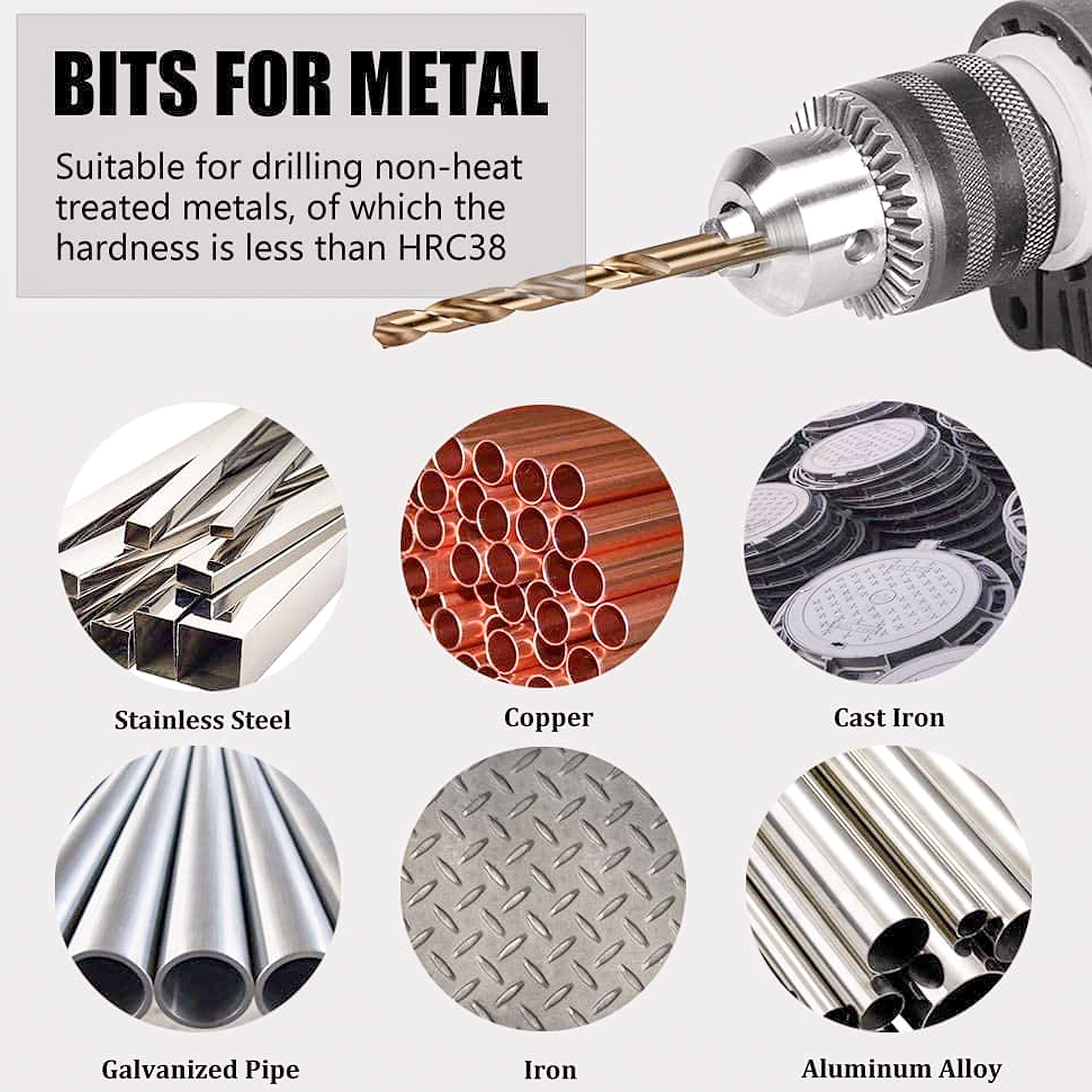 KEWAYO 13-Piece HSS Twist Drill Bit Set - Titanium Nitride Coated High Speed Steel, 1.5 to 6.5mm, Jobber Length for Metal, Cast Iron, Wood, Plastic - Complete with Metal Storage Case
