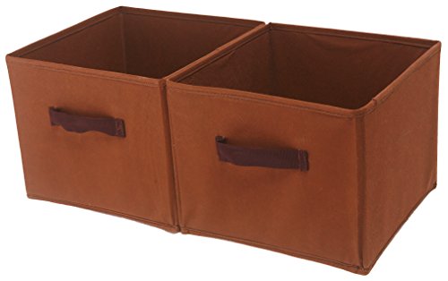 Amelitory Storage Bins Foldable Cube Organizer Fabric Drawer Set of 2 Coffee