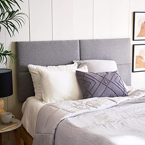 Main + Mesa Embroidered Cotton Geometric Lumbar Pillow, Grey