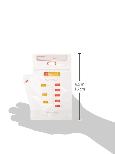 Ameda Store N Pour Breast Milk Storage Bags with Adapters, 20-Count, Resealable Breast Milk Storage Bags with Easy-Pour Spout for Storing Breast Milk in Refrigerator or Freezer