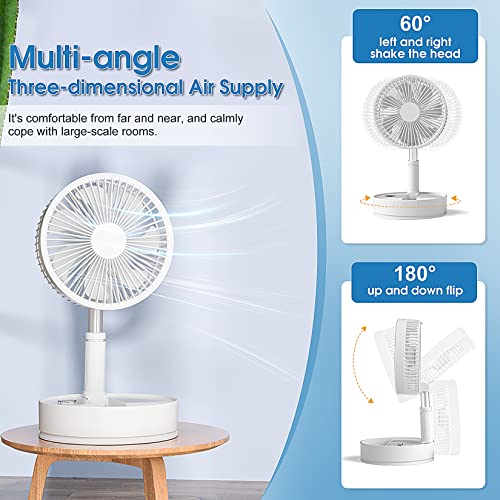 LIPETY Foldable Oscillating Standing Fan with Remote Control, 8" Portable Desk Quiet Fan, 7200mah Rechargeable USB Small Fan, Folded Floor Pedestal Fan for Bedroom Office Camp Travel