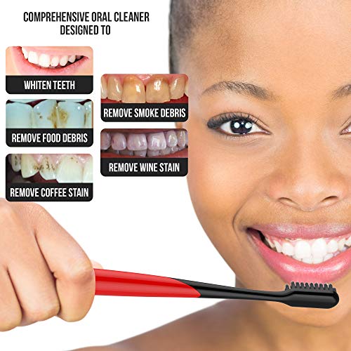 Charcoal Black Toothbrush [Gentle Soft] Slim Teeth Head Whitening Brush for Adults & Children [Family Pack] - Ultra Soft Medium Tip Bristles