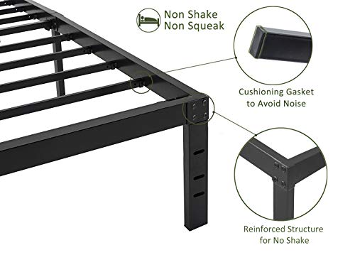 45MinST 18 Inch Maximum Storage Bed Frame/Reinforced Platform /3500lbs Heavy Duty/Easy Assembly/Mattress Foundation/Steel Slat/Noise Free, Queen