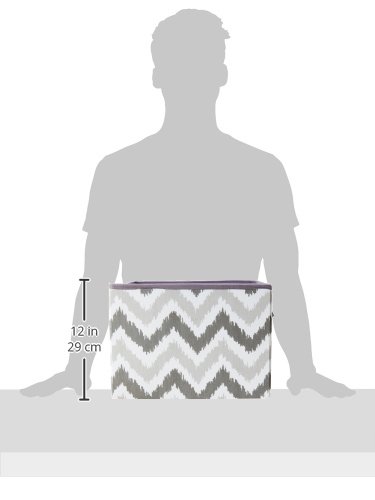 Bacati - Large Storage Tote Mix N Match Ikat Chevron/Dots Grey 14 x 14 x 10 inches