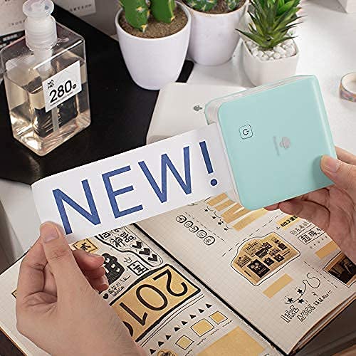Phomemo M02 Pro Pocket Printer- Mini Bluetooth Thermal Printer with 3 Rolls White Sticker Paper, Compatible with iOS + Android for Learning Assistance, Study Notes, Journal, Fun, Work, Cyan
