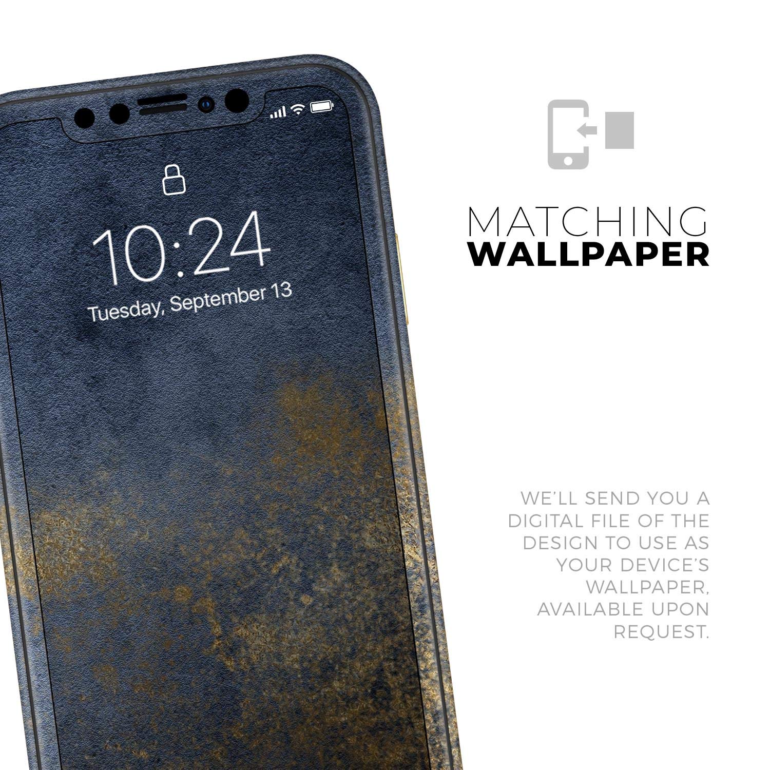 Design Skinz Navy Gold Foil v6 Protective Vinyl Decal Wrap Skin Cover Compatible with The Apple iPhone XR (Screen Trim & Back Glass Skin)