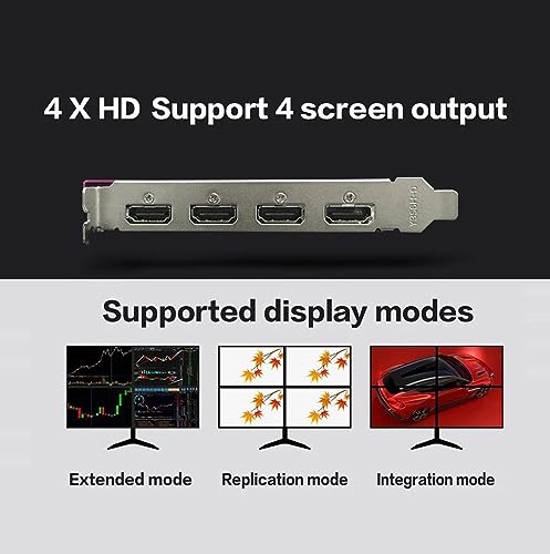 Yeston GT730 4GB 4HDMI Gaming Graphics Cards ,128 bit DDR3 993/1600MHz 4-Screen Graphics Card Support Split Screen 10bit Color Depth HDR with 4 HDMI Ports