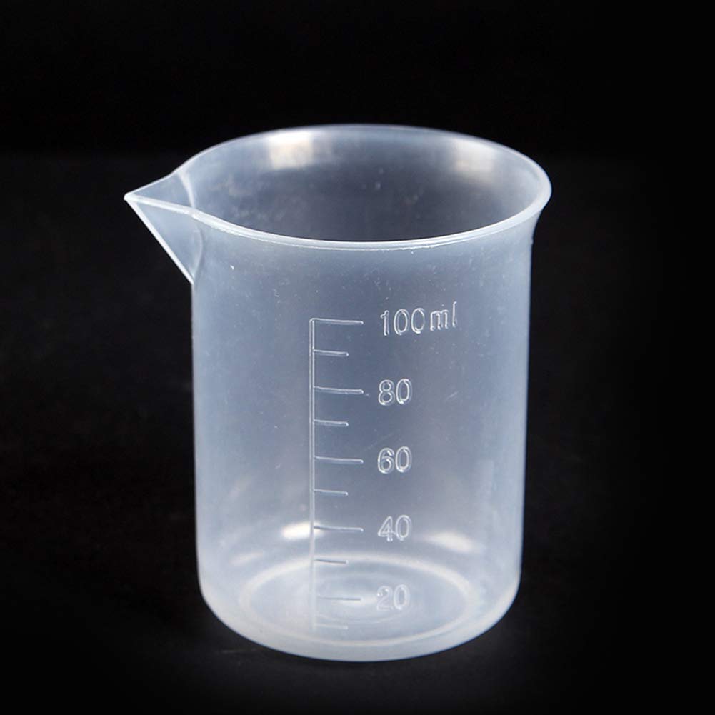 YXQ 6pcs 100ml Plastic Beakers Graduated Measuring Cup Labs Liquid Transparent Container