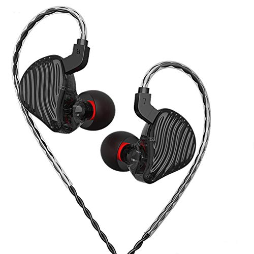 CVJ CSE in-Ear Headphones 1 DD & 1 BA Earphone HiFi Stereo Deep Bass Earbuds with Detachable Cable Noise Isolating Headset with Hybrid Driver for Running, Jogging, Walking (Black Without Mic)