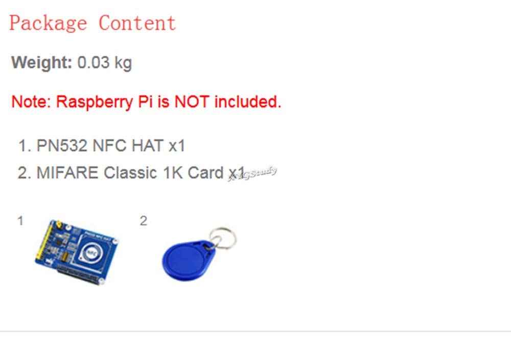 CW-RPi PN532 NFC HAT for Raspberry Pi, I2C / SPI / UART, NFC Enabler, MIFARE Classic 1K Card Included