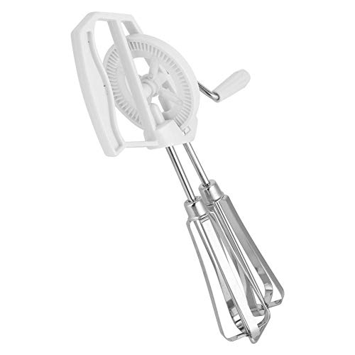 Manual Egg Blender Stainless Steel ABS Handheld Manual Egg Blender Mixer Beater Home Kitchen Cooking Tool White