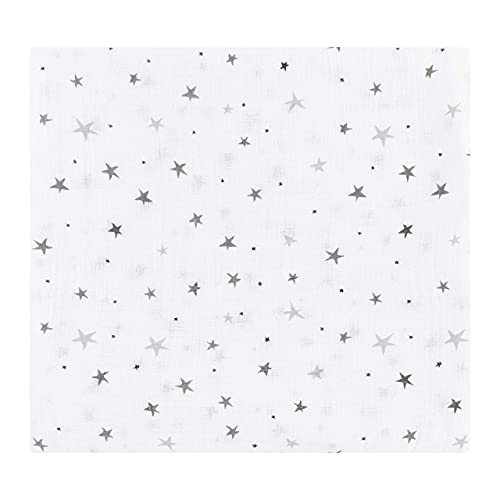 Ely's & Co. Cotton Muslin Swaddle Blanket 1-Pack — 100% Cotton Muslin Extra-Large Swaddle Blankets (47” x 47”) Printed (Grey Stars)