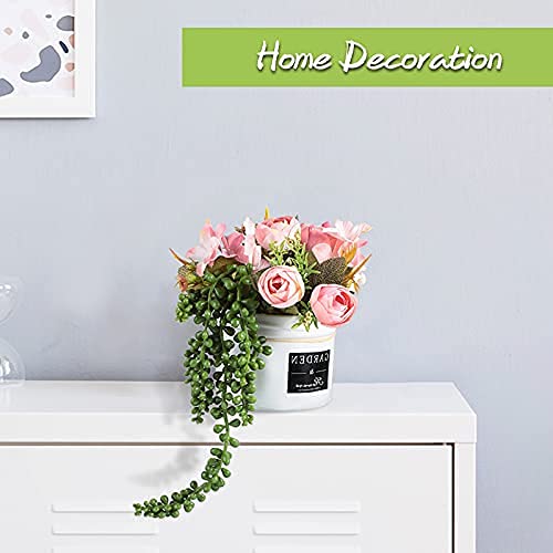 8 Pieces Artificial Succulents Hanging Plants Fake String of Pearls Realistic Hanging Succulents Plants Artificial for Wall Home Garden Decor (15.74 Inches Each Length)