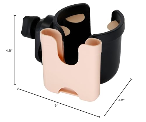 Universal Cup Holder, Stroller Cup Holder with Phone Holder, Stroller Accessories, Bike Water Bottle Holder, Treadmill, Wheelchair(Crepe)